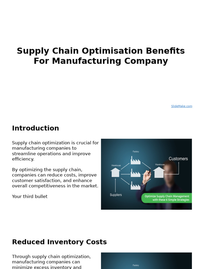 Supply Chain Optimisation Benefits For Manufacturing Company | PDF ...