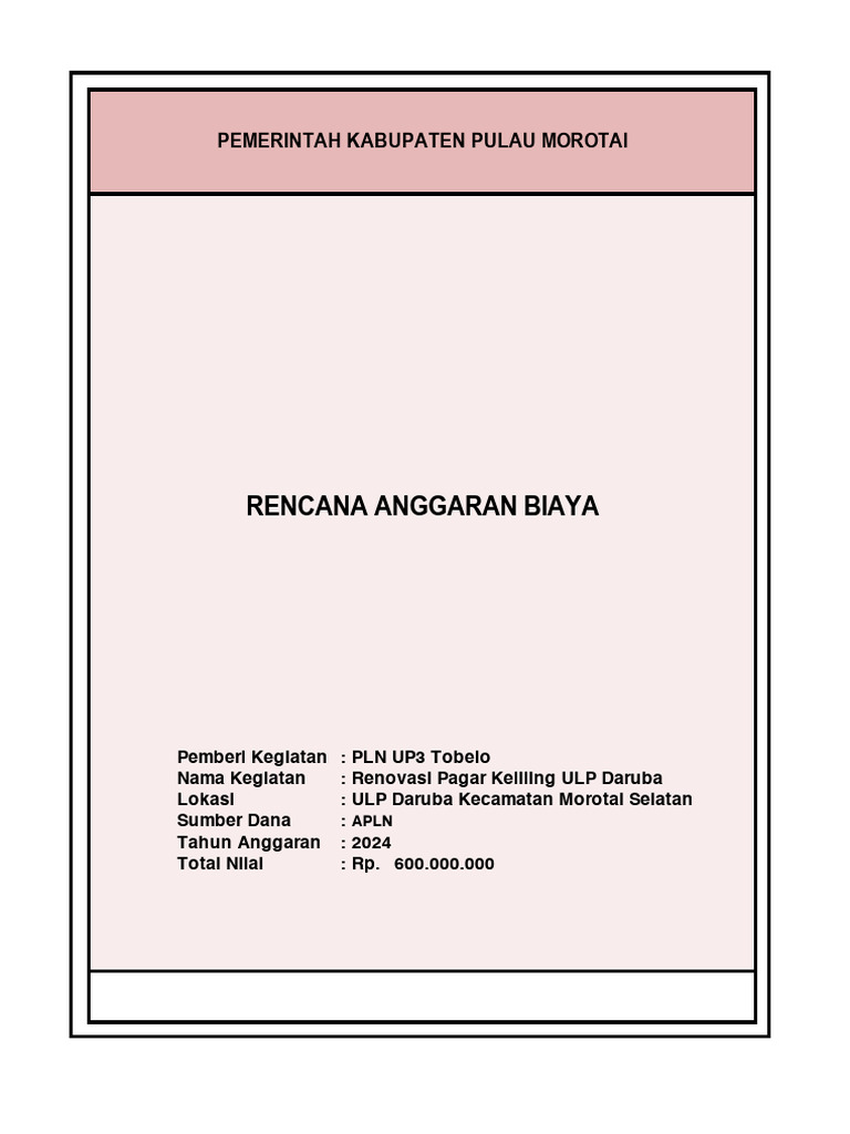 Rab Dan Gambar Pagar Kantor PLN Daruba | PDF