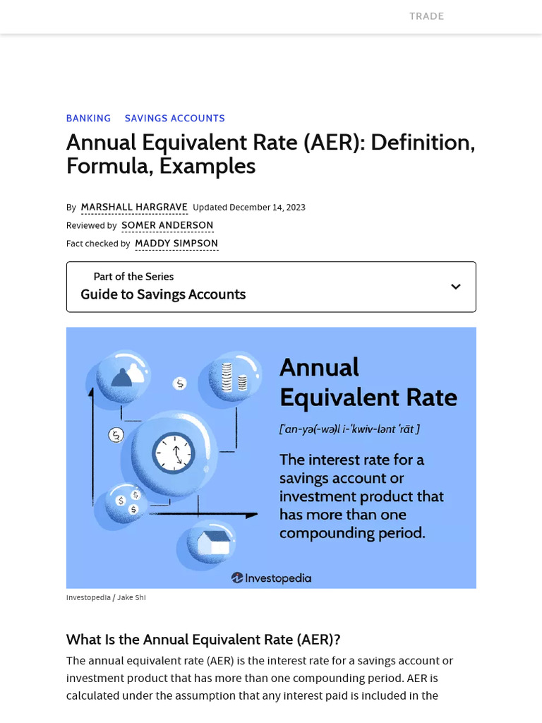 Annual Equivalent Rate (AER) - Definition, Formula, Examples | PDF