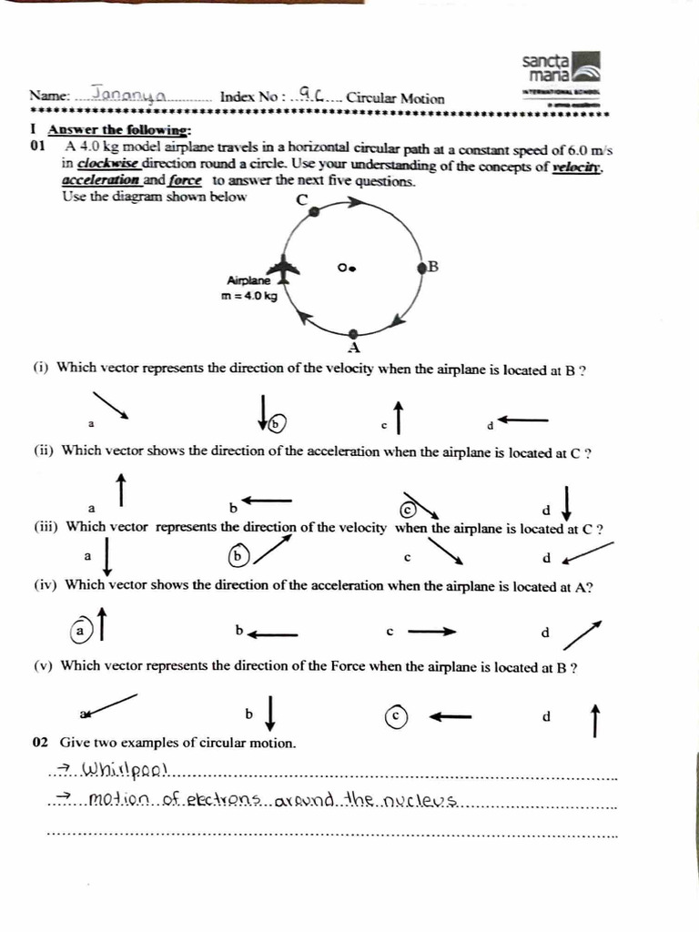 Circular Motion Worksheet | PDF