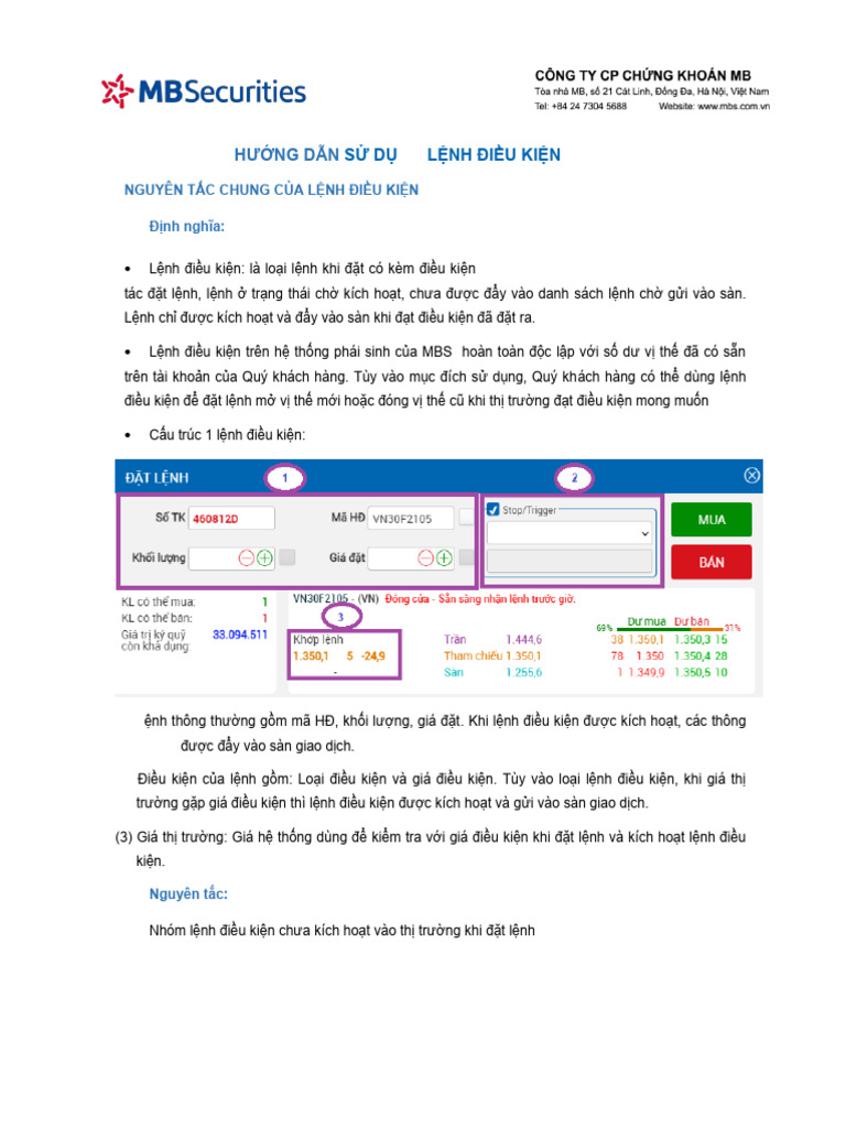 hdsd lệnh điều kiện phái sinh | PDF