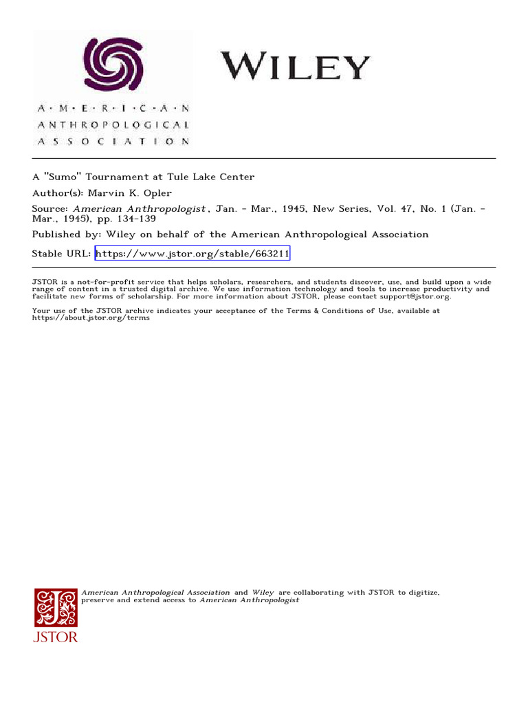 Opler SumoTournamentTule 1945 | PDF