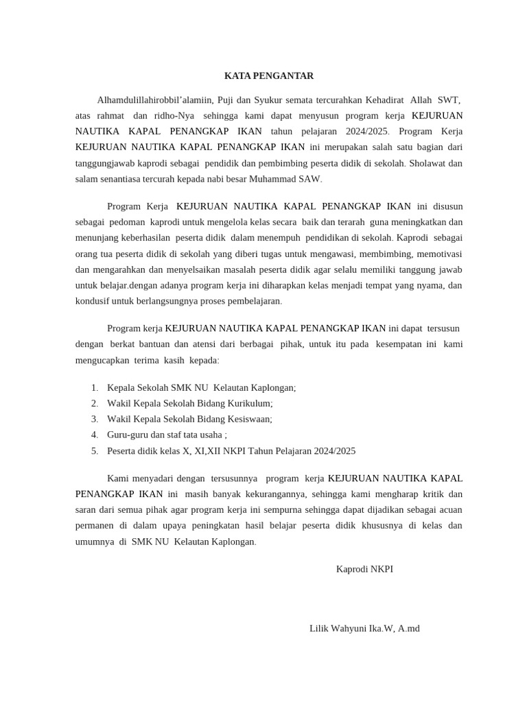 Program Kerja Kaprog Nkpi Pdf