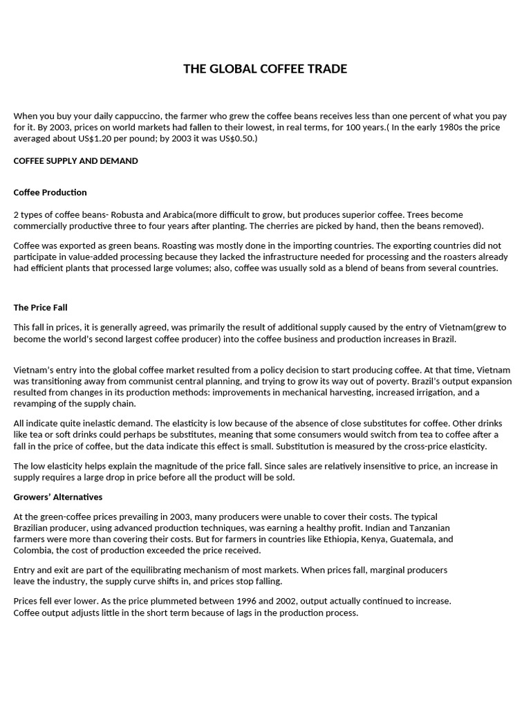 The Global Coffee Trade | PDF