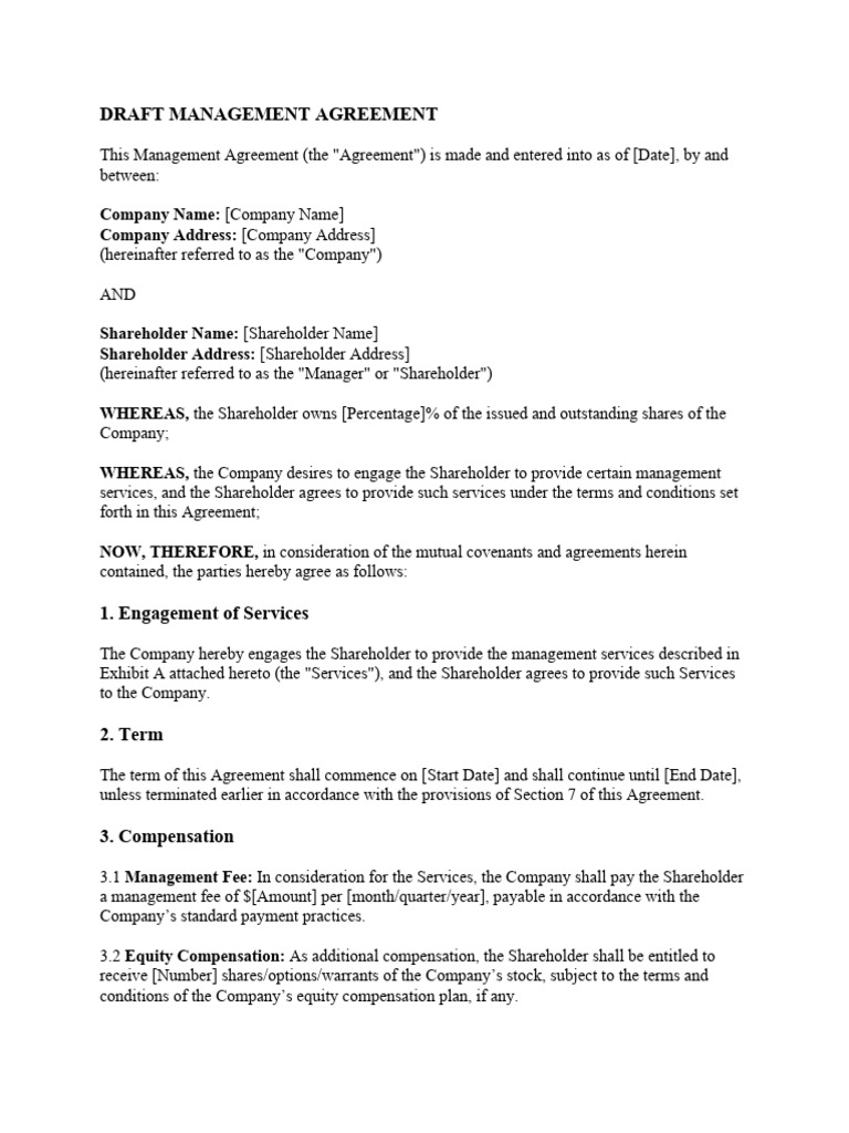 DRAFT MANAGEMENT AGREEMENT | PDF