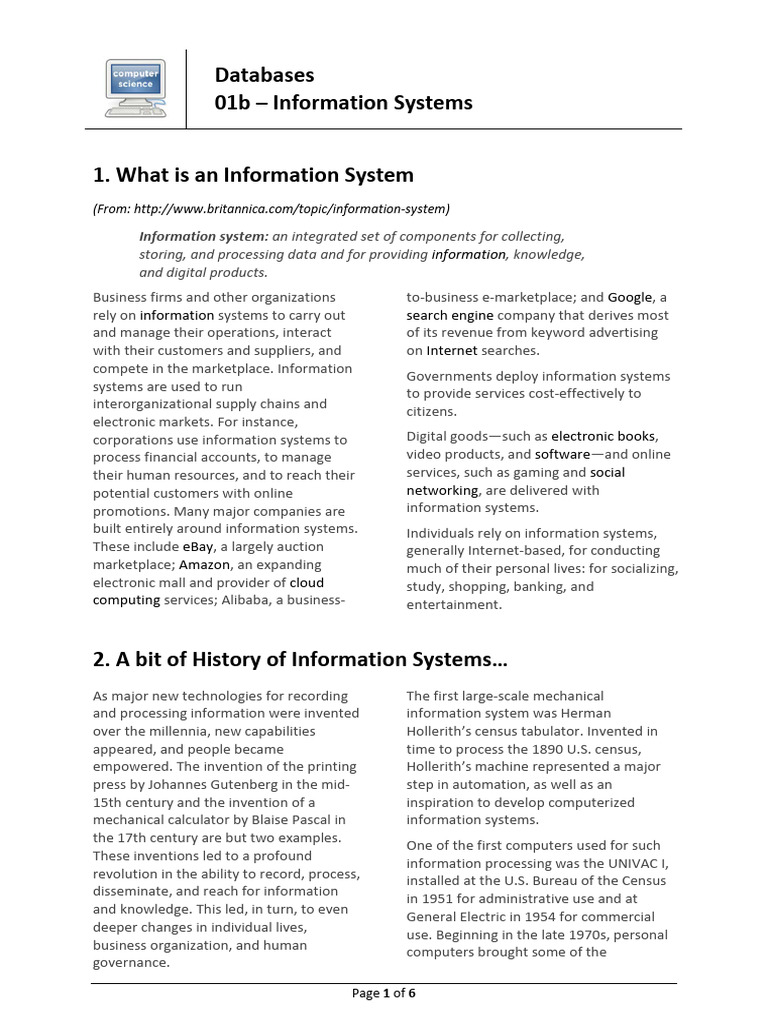 Databases 01b - Information Systems | PDF | Computer Network ...