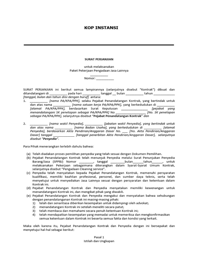 DRAFT Kontrak Outsourcing CS | PDF