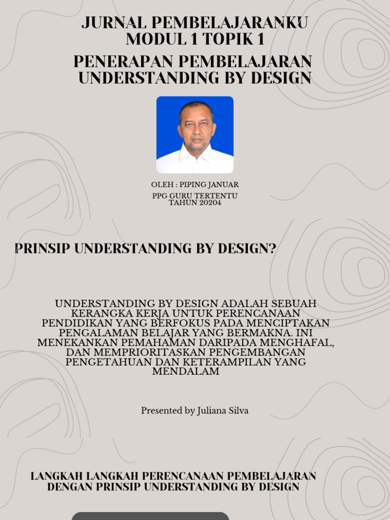 Jurnal Pembelajaranku Modul 1 Penerapan Pembelajaran Understanding by Design - Piping Januar | PDF