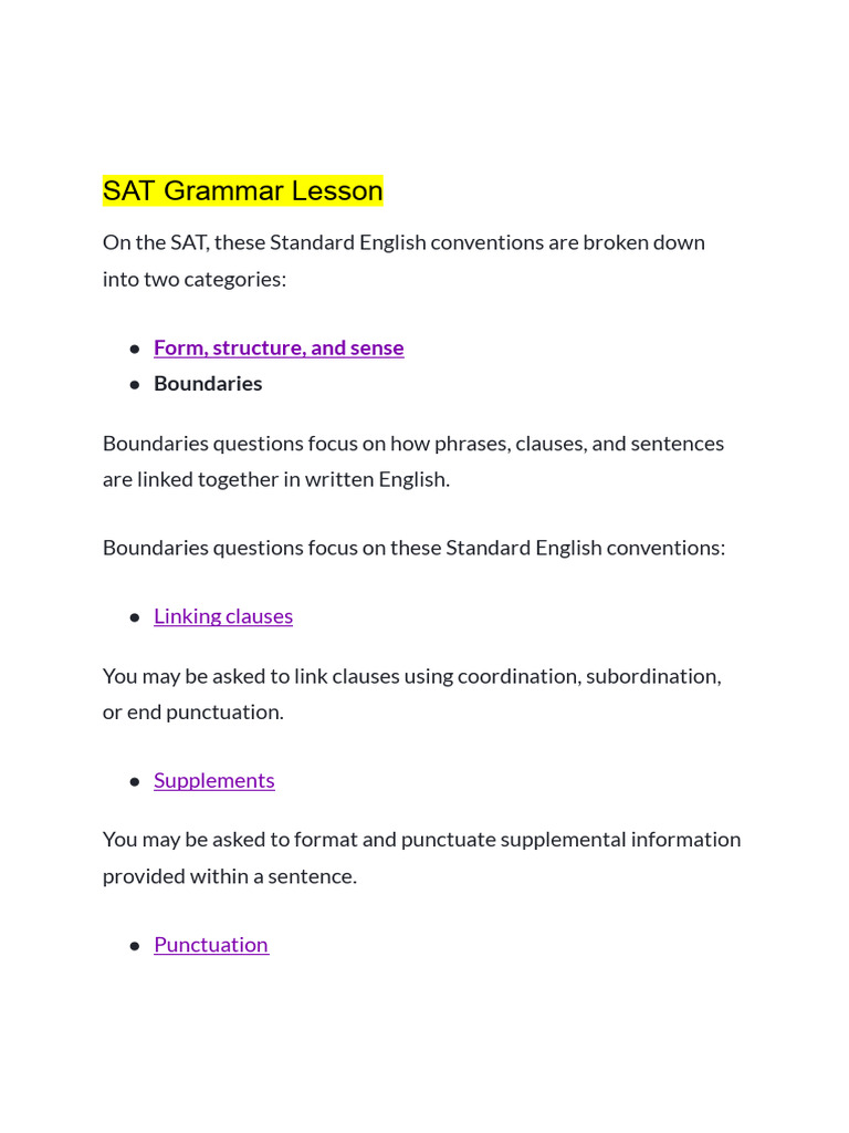 SAT Grammar Lesson | PDF