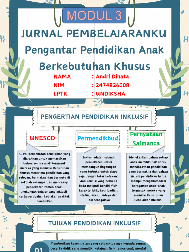 Jurnal Pembelajaranku Pengantar Pendidikan Anak Berkebutuhan Khusus Modul 3 | PDF
