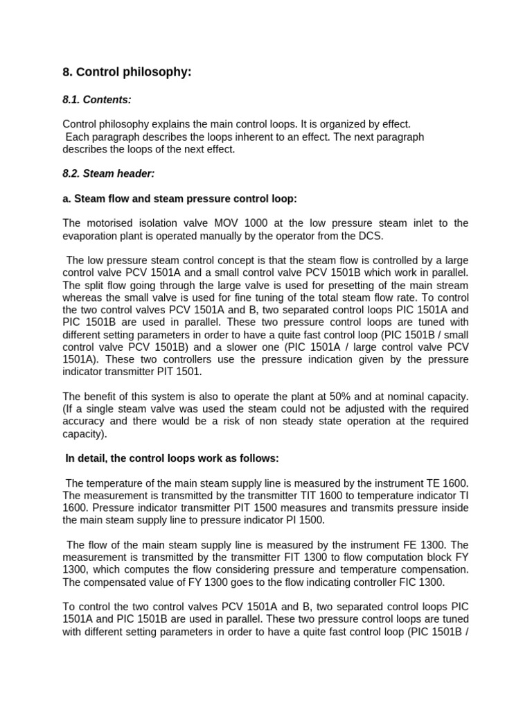 Control philosophy | PDF