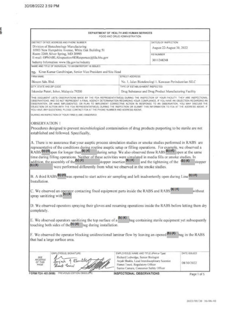 Biocon SDN, Johor, Malaysia 8.30.22 483 | PDF