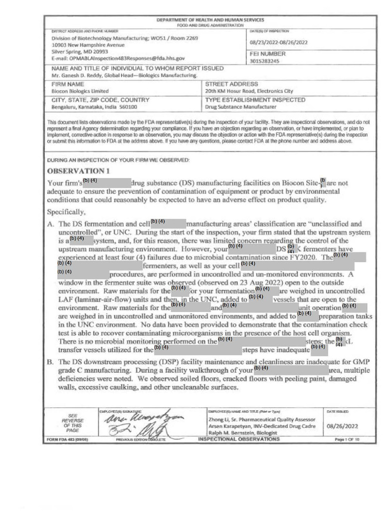 Biocon Biologics Limited, Bangalore, Karnataka, India 8.26.22 483 | PDF