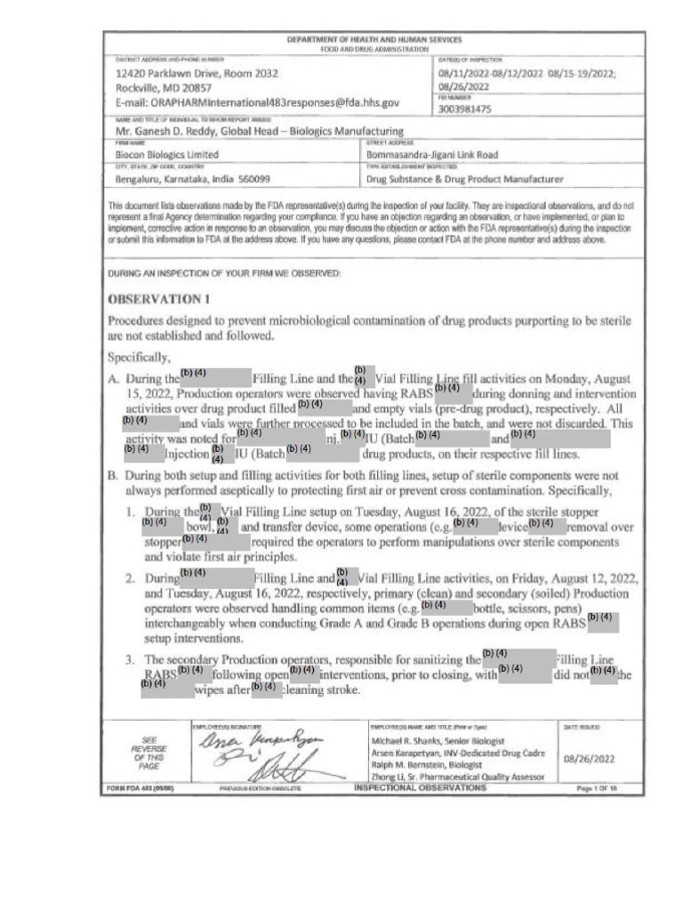 Biocon Biologics Limited, Bangalore, India 8.26.22 483 | PDF
