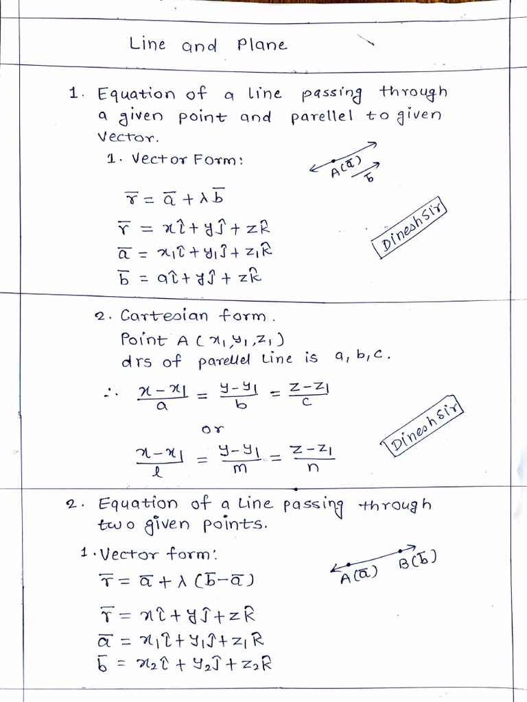 Line and Plane Formula - 240811 - 161923 | PDF