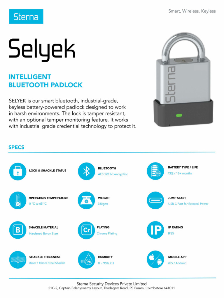 SELYEK - Brochure - BLE Padlock - Sterna | PDF