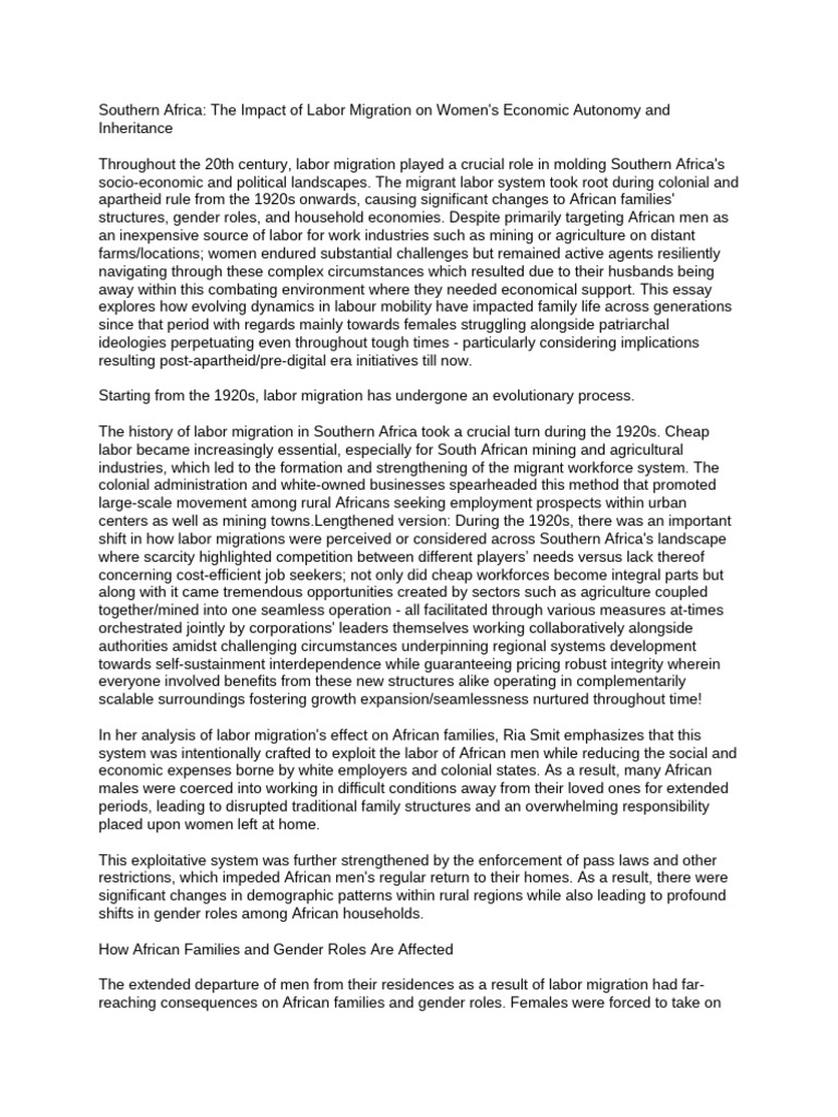 Kagiso Hist Ass Edited | PDF | Migrant Worker | Human Migration