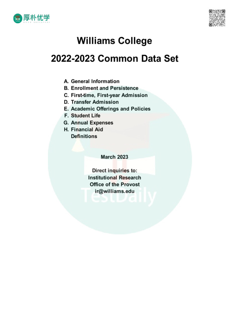 #1 Williams College CDS 2022-2023@TestDaily分享 | PDF