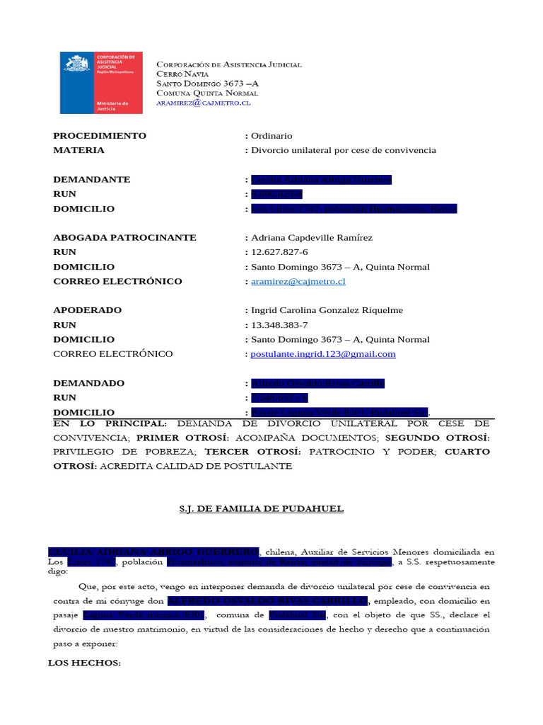 Divorcio Unilateral por Cese de Convivencia | PDF | Divorcio | Derecho