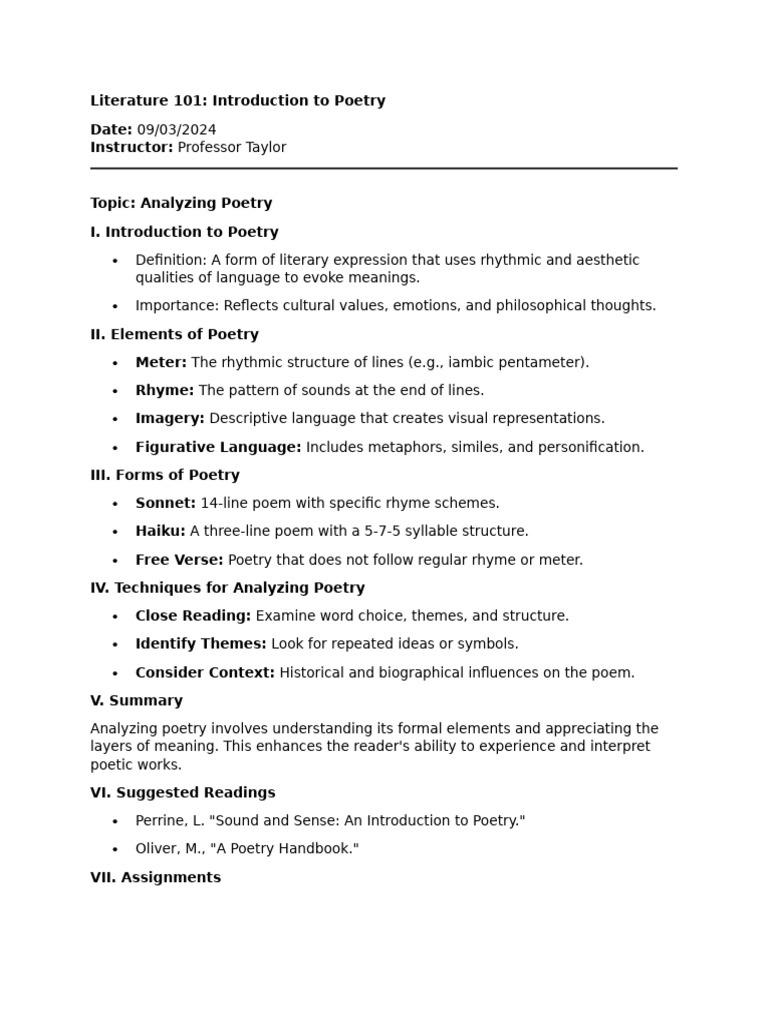 Literature 101 Introduction To Poetry | PDF