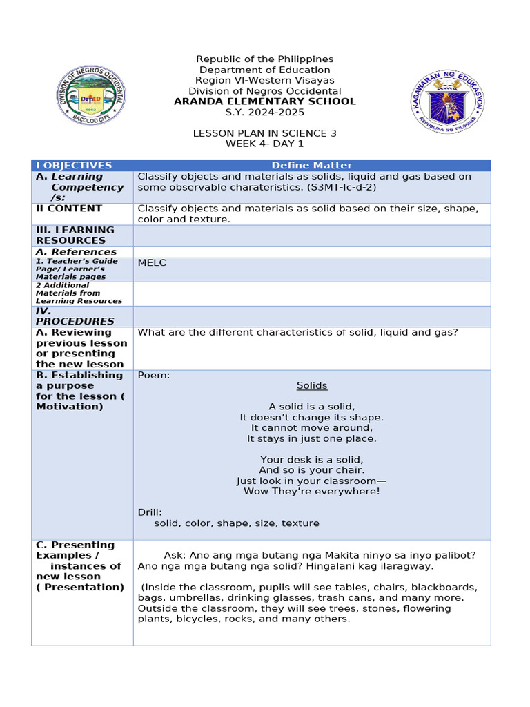 SCIENCE 3 WEEK 4 grade 3 | PDF