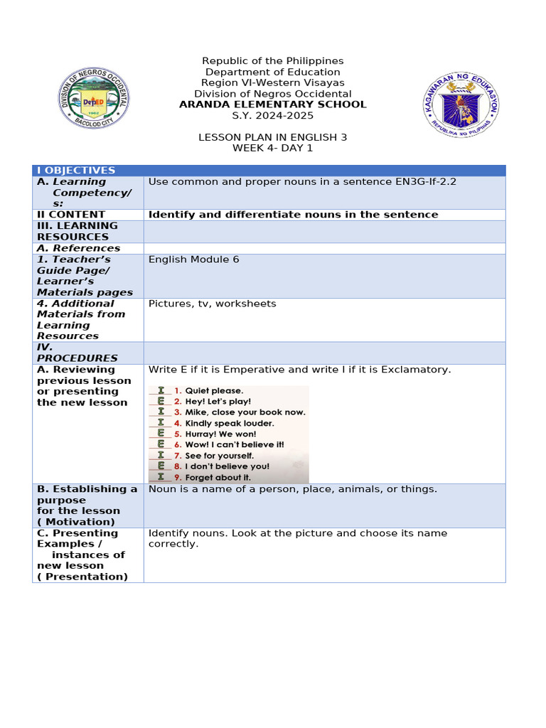 ENGLISH Q1 WEEK 4 Grade 3 | PDF