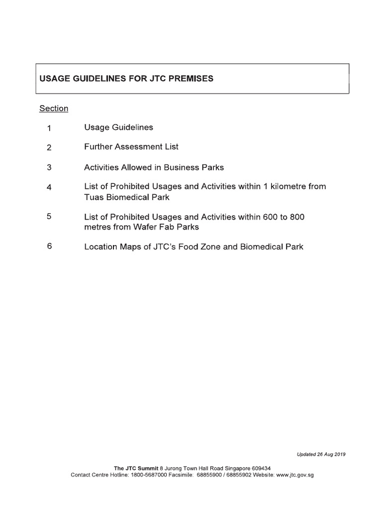 Usage Guidelines for JTC Premises_April_2023 | PDF