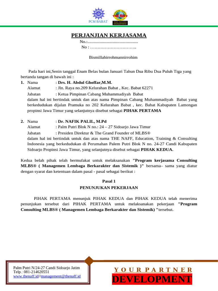 MOU The Naff Management - PCM Babat (IMBS) Hasil Rapat 11 Januari 2023 ...