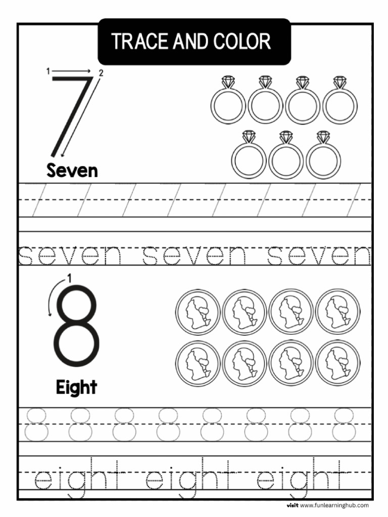 Number Tracing 7 and 8 | PDF