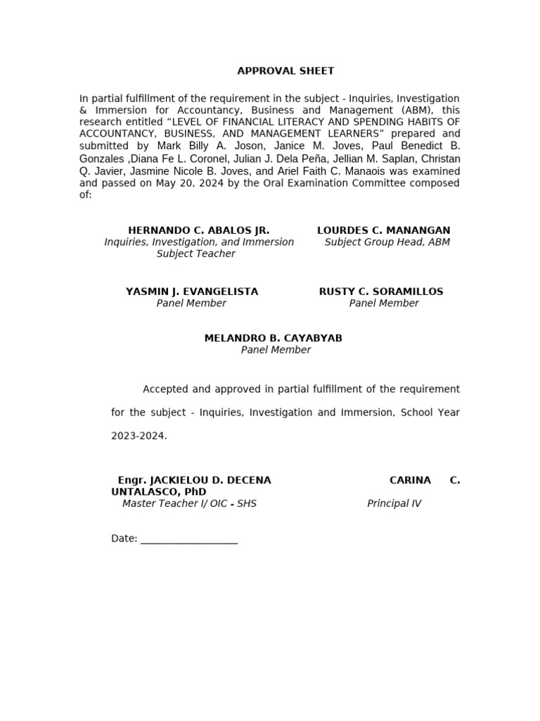 Approval Sheet Abm | PDF