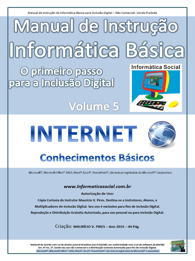 Manual de Instrução de Informática Básica Volume 5 - Internet ...
