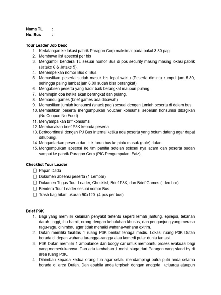 Tour Leader Responsibilities and Guidelines | PDF | Language Arts ...
