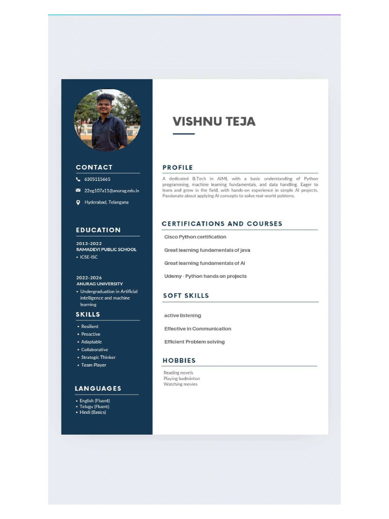 Resume Vishnu | PDF