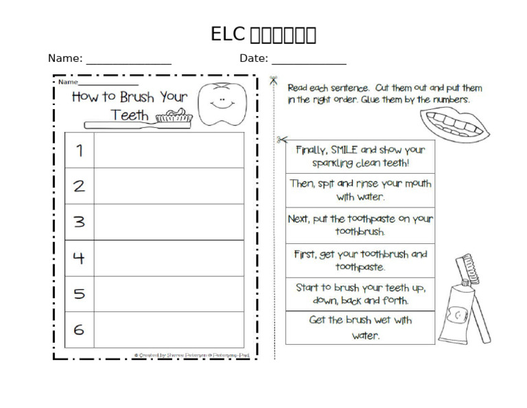 Sequencing cut and paste how to brush your teeth | PDF