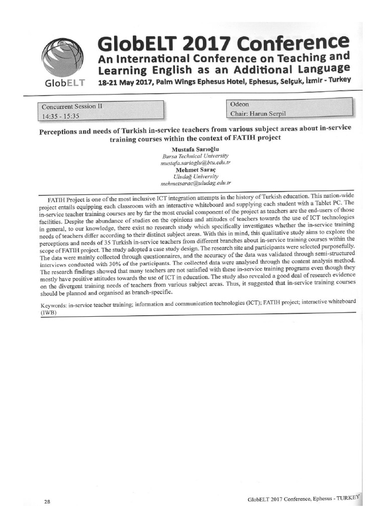 Perceptions and Needs of Turkish In-Service Teachers From Various ...