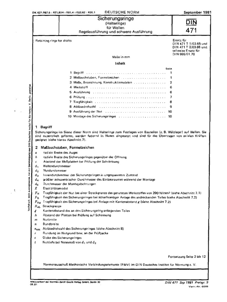 Din 471 09.1981 | PDF