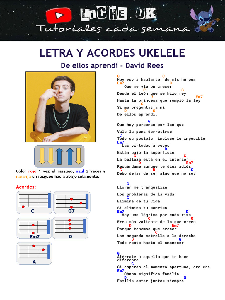 De Ellos Aprendí - David Rees - Letra y Acordes UKELELE | PDF