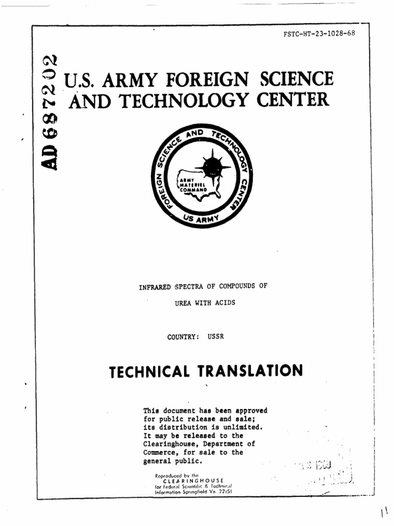 Infrared Spectra of Coiounds of Urea With Acids | PDF