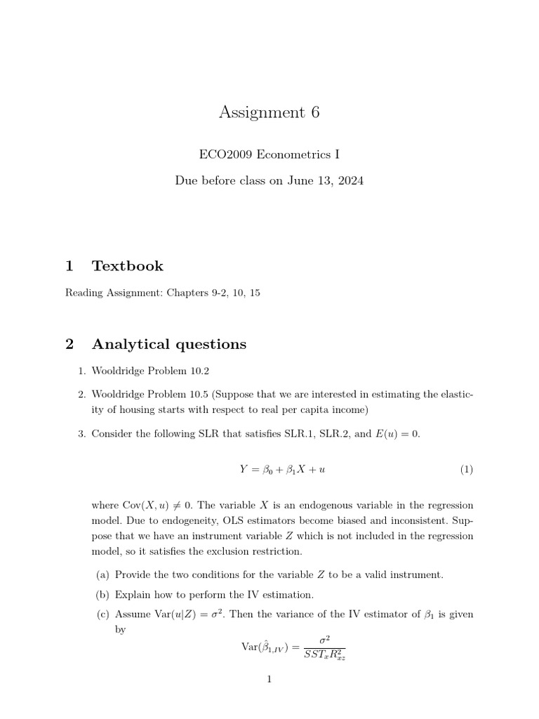 Assignment6 Econometrics | PDF