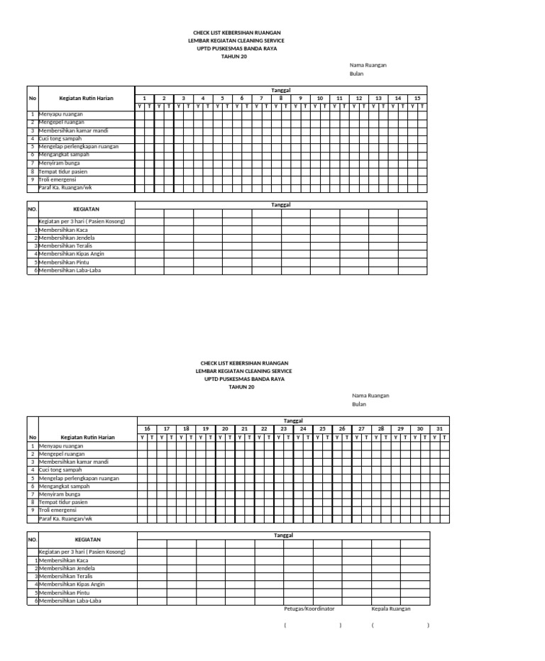 Checklist Lembar Kerja CS | PDF