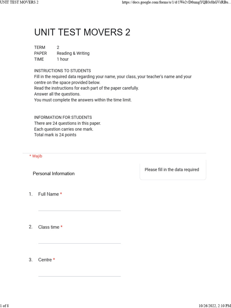 Unit Test Movers 2 | PDF