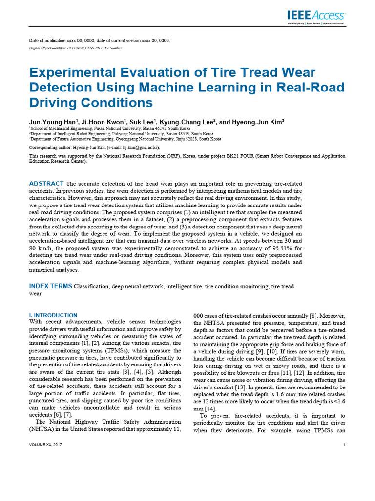 Experimental Evaluation of Tire Tread Wear Detecti | PDF