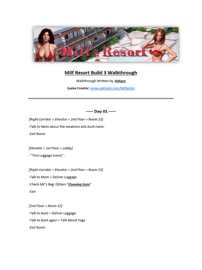 Milf Resort Build3 Walkthrough | PDF