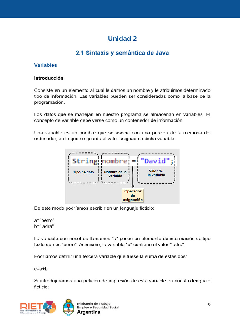 2.1 Sintaxis y Semántica de Java | PDF