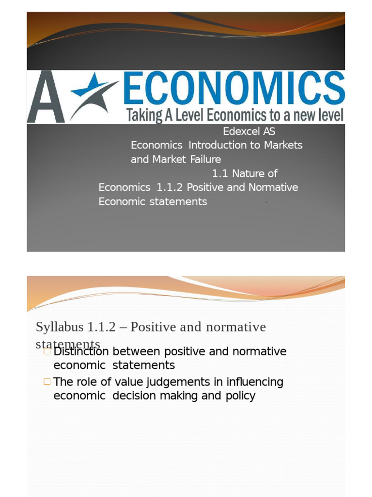 Edexcel 1.1.2 Positive and Normative Economics | PDF