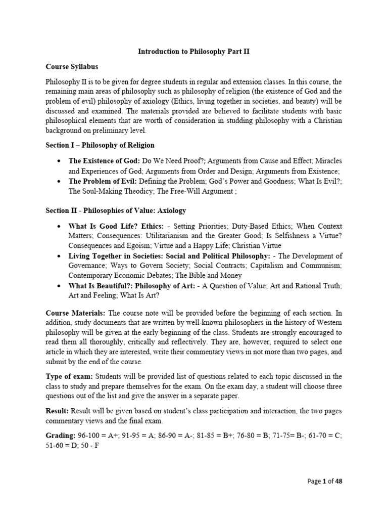 Introduction to Philosophy Part II | PDF