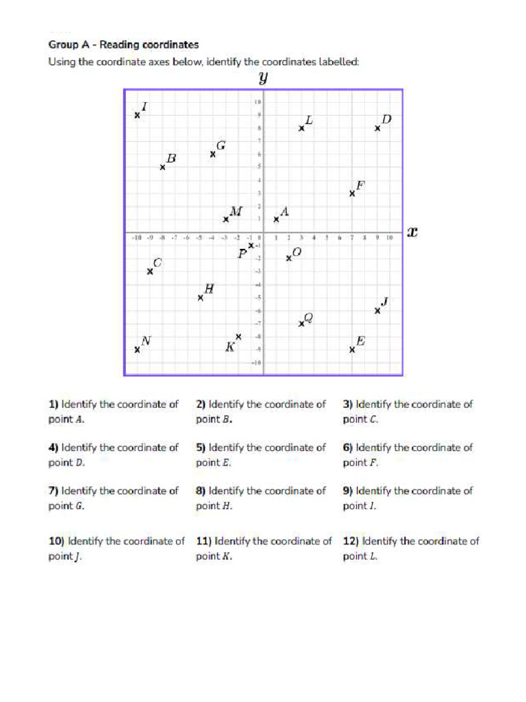 Worksheet - Coordinates | PDF