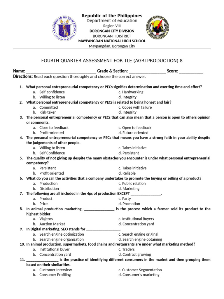 Q4 TLE Assessment | PDF