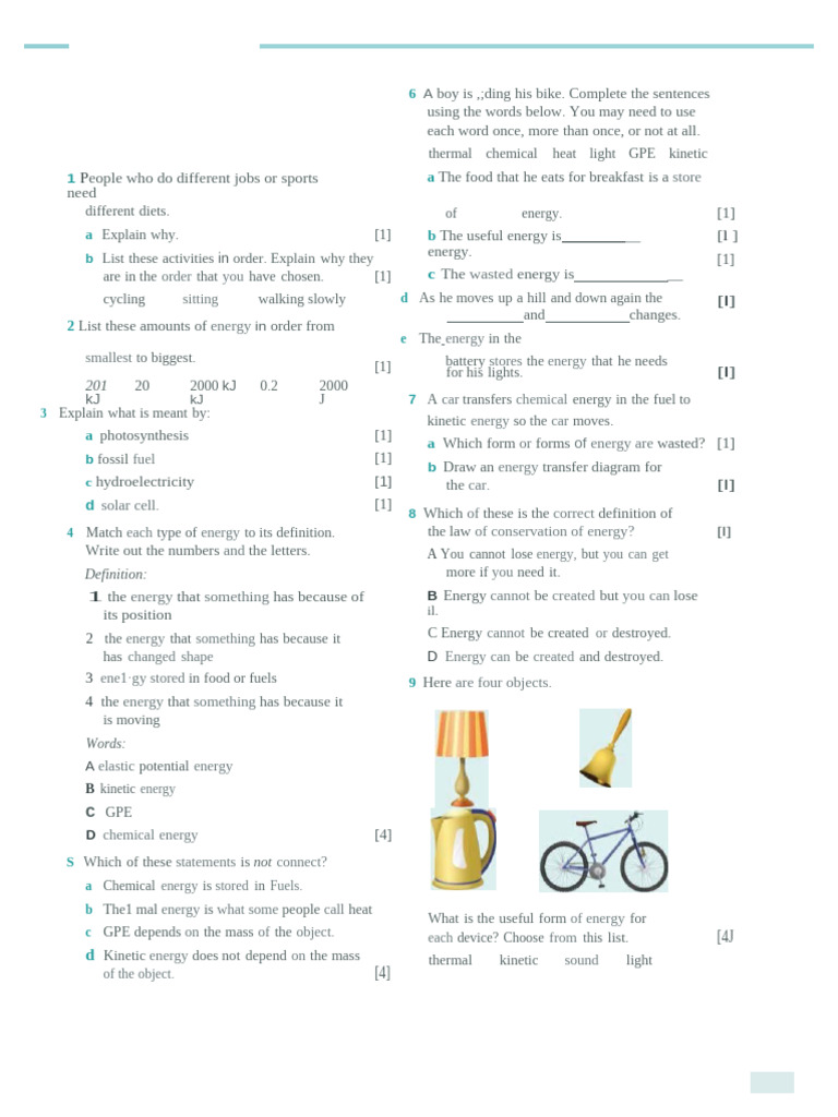 List These Activities Order. Explain Why They The Energy Is | PDF