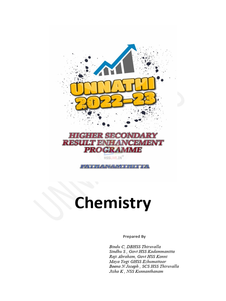 Hsslive Xii Chemistry Quick Notes by Ptma 2023 | PDF